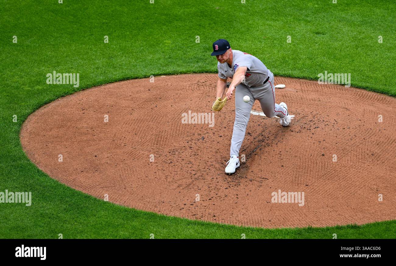 Baltimore, United States. 31st Mar, 2025. Boston Red Sox pitcher Sean ...