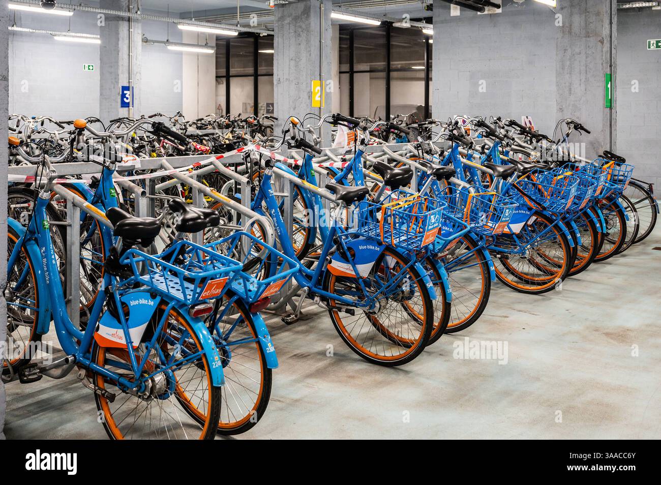 Underground bike parking at the Brussels North station, Belgium. March 31, 2025 Stock Photo - Alamy
