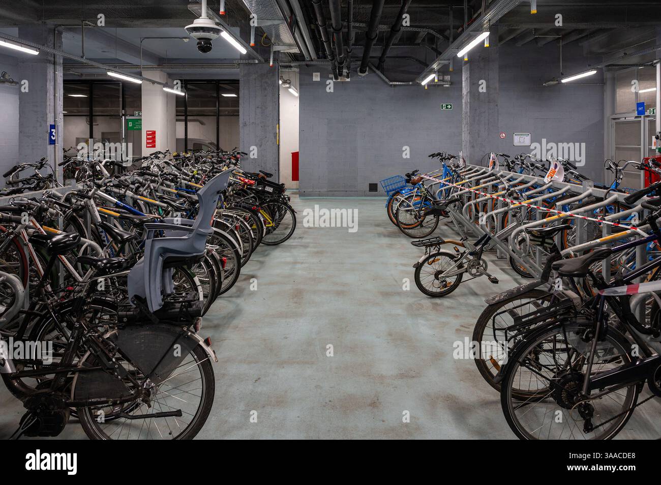 Underground bike parking at the Brussels North station, Belgium. March 31, 2025 Stock Photo - Alamy