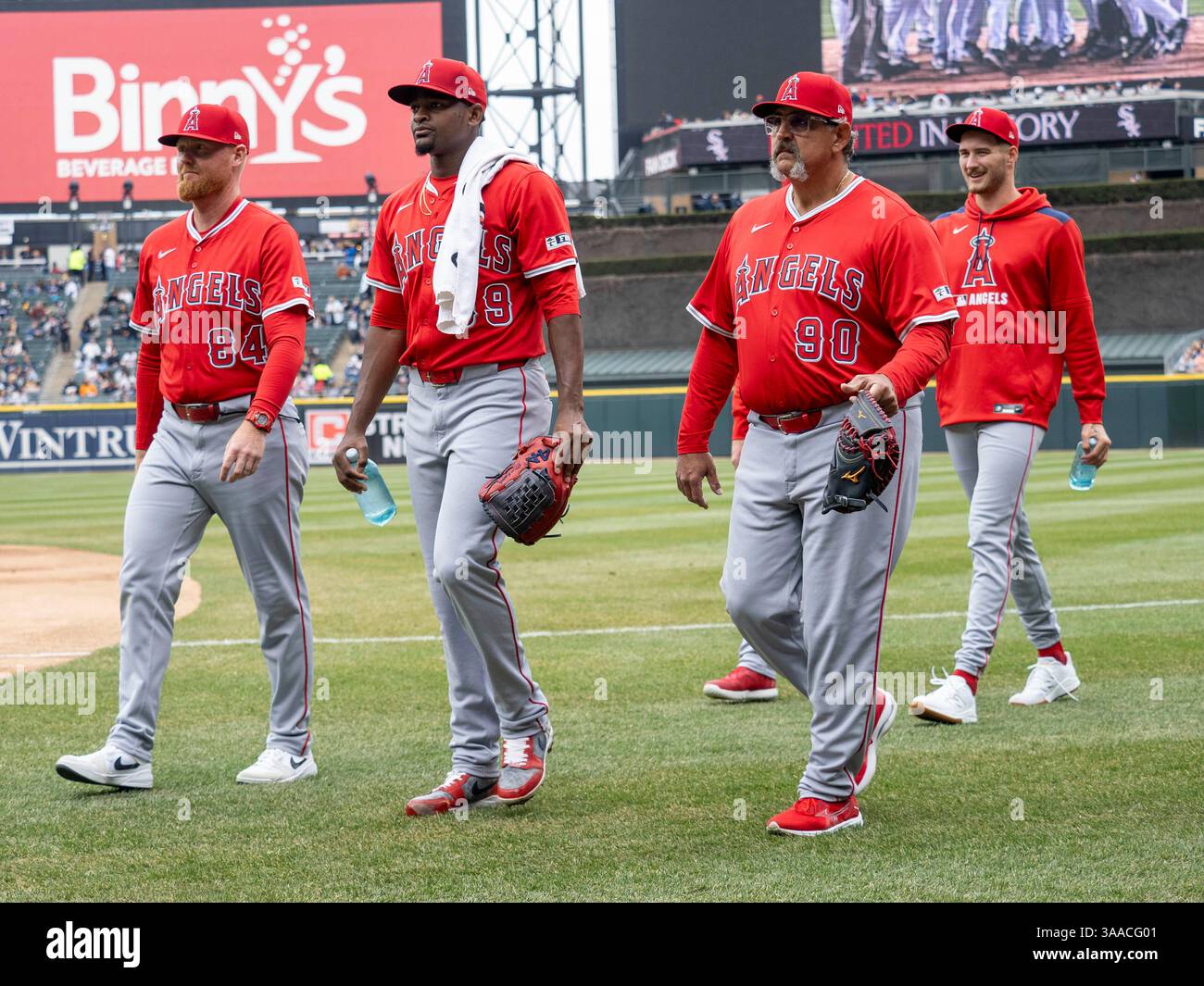 CHICAGO, IL - MARCH 29: Los Angeles Angels pitching coach Barry Enright ...