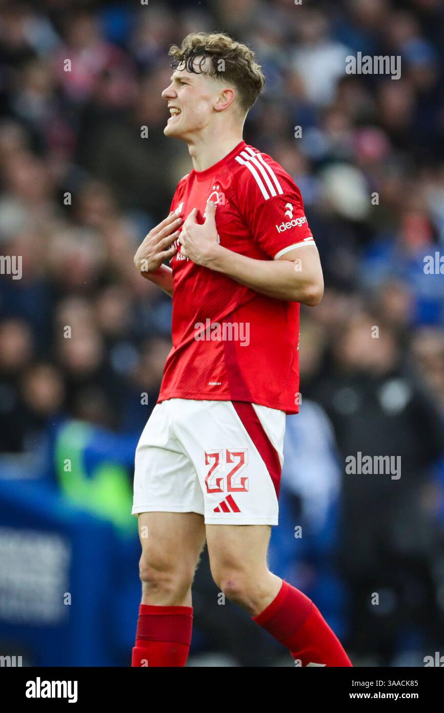 Nottingham Forest midfielder Ryan Yates (22) reacts during the Brighton ...