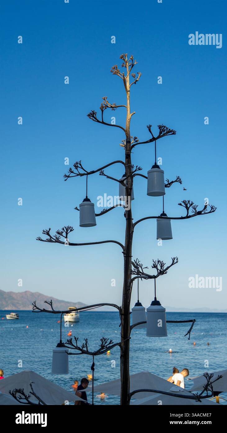 Street decor, solar-powered lanterns decorate beach cafe on streets of ...
