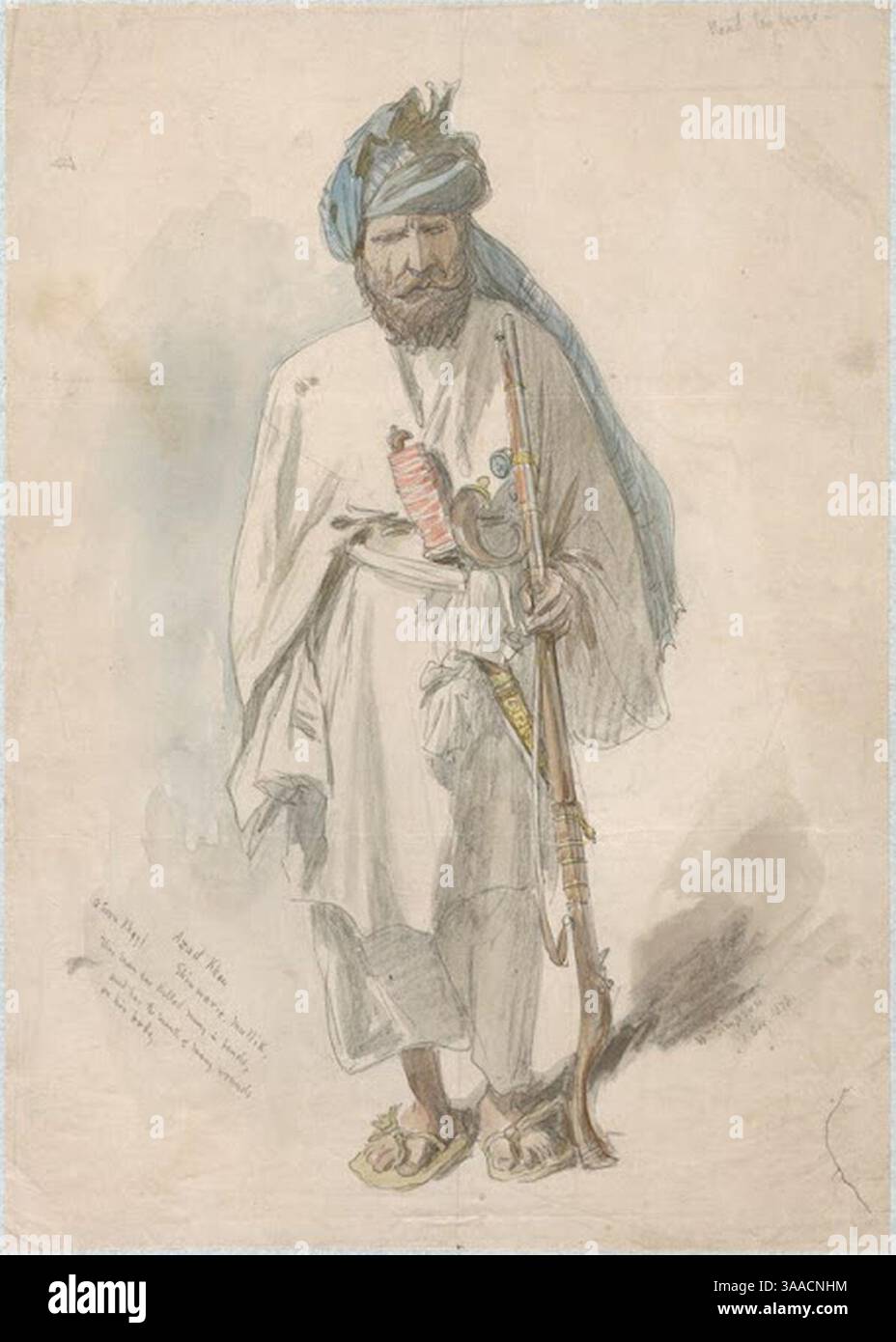 Illustration of Azad Khan, a Pashtun tribal chief of the Shinwari tribe ...