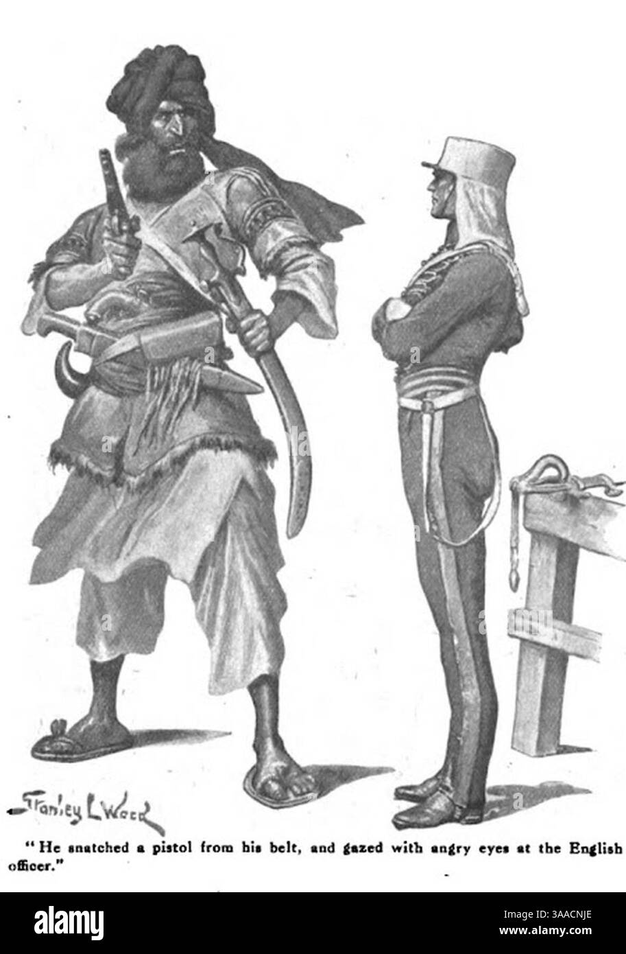 Illustration of a Pashtun tribesmen of the Khattak tribe - When Nicholas kept the border Stock ...