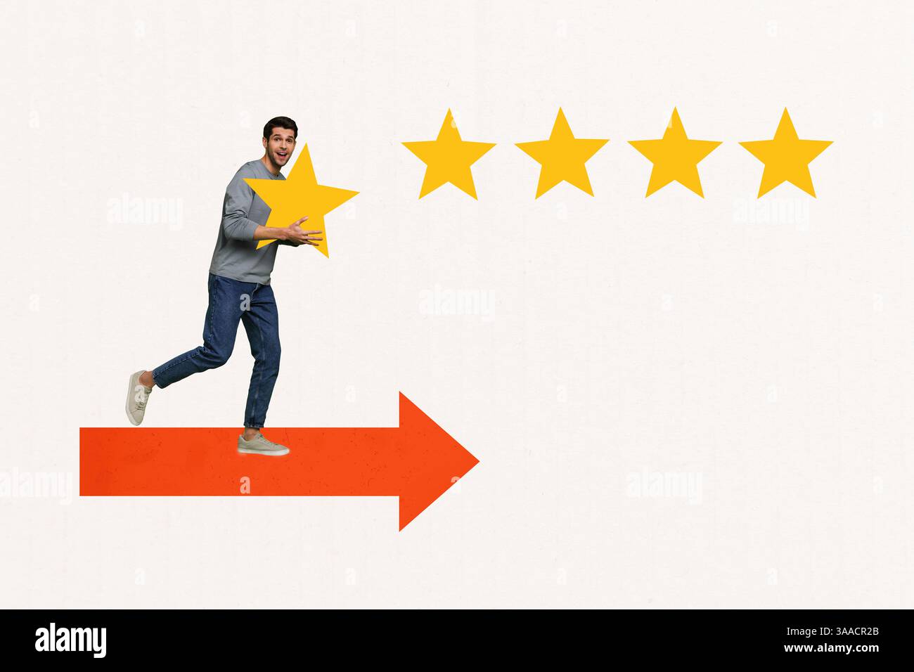 Composite trendy magazine photo collage of happy businessman carry star ...