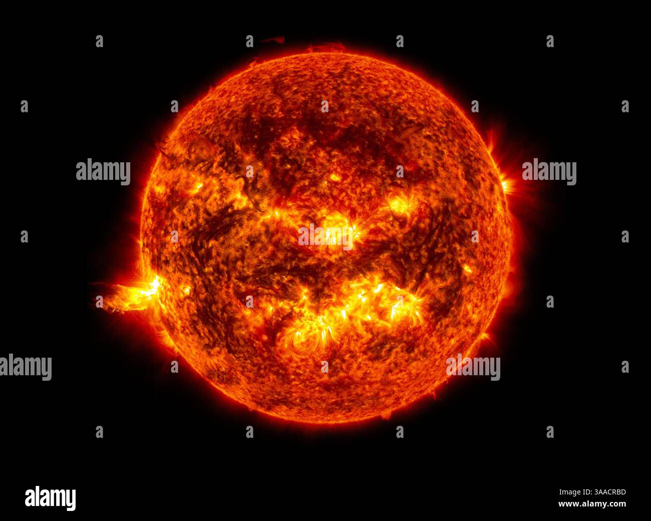 June 20, 2013 - Satellite view of a massive solar flare on the left ...