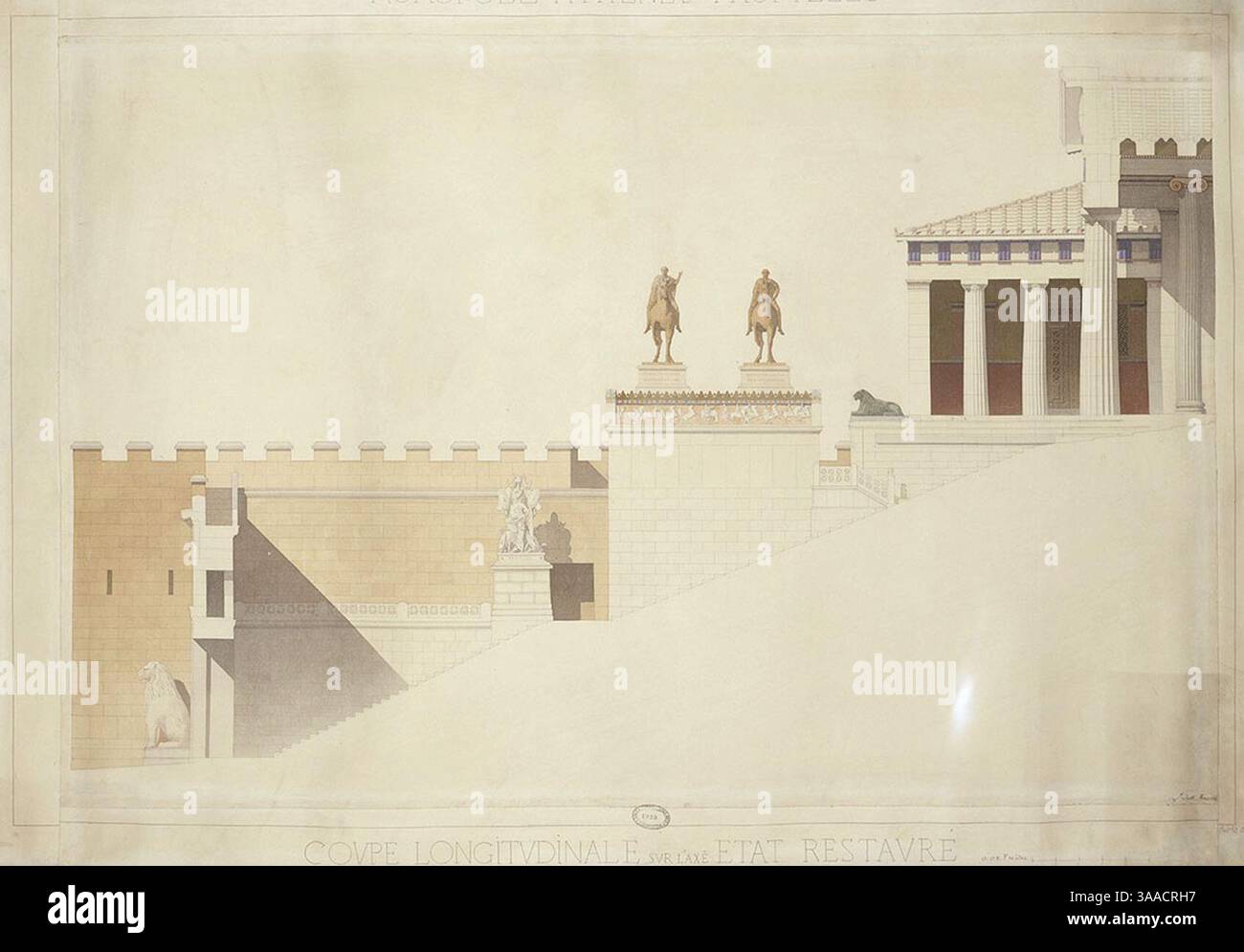 Illustration with a reconstruction of the Acropolis of Athens ...