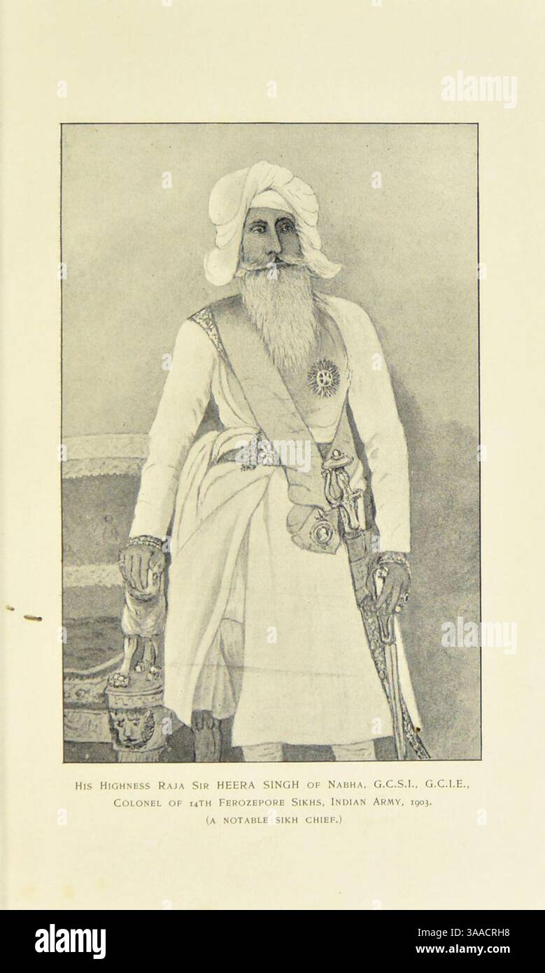 Illustration titled 'His highness Raja Sir Heera Singh of Nabha, G.C.S ...