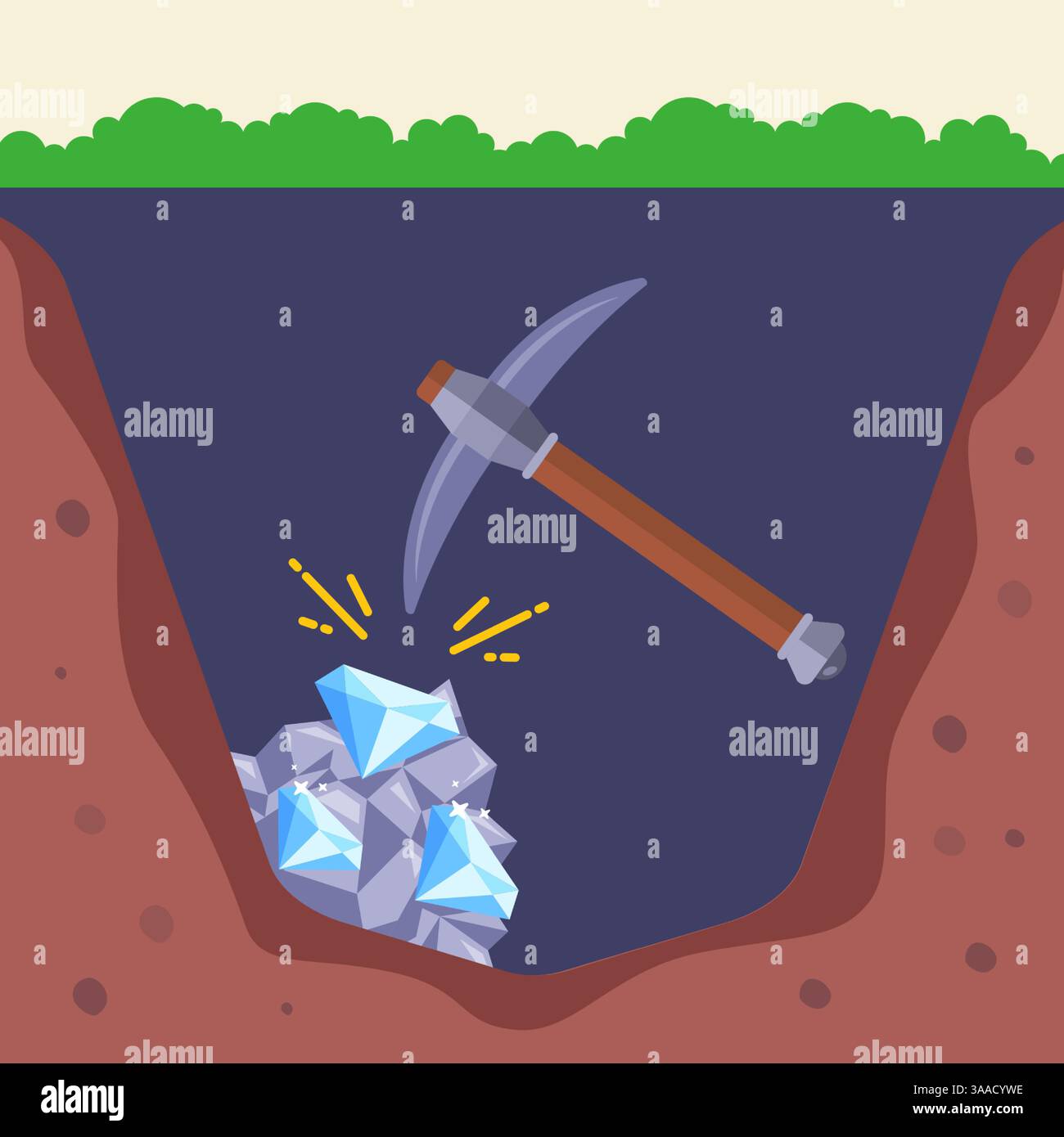 Mining coal minerals gold concept. Vector flat graphic design Stock ...