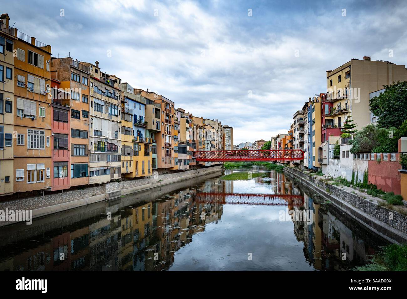 Colorful facades of houses on the river Onyar in Girona, Spain Stock ...