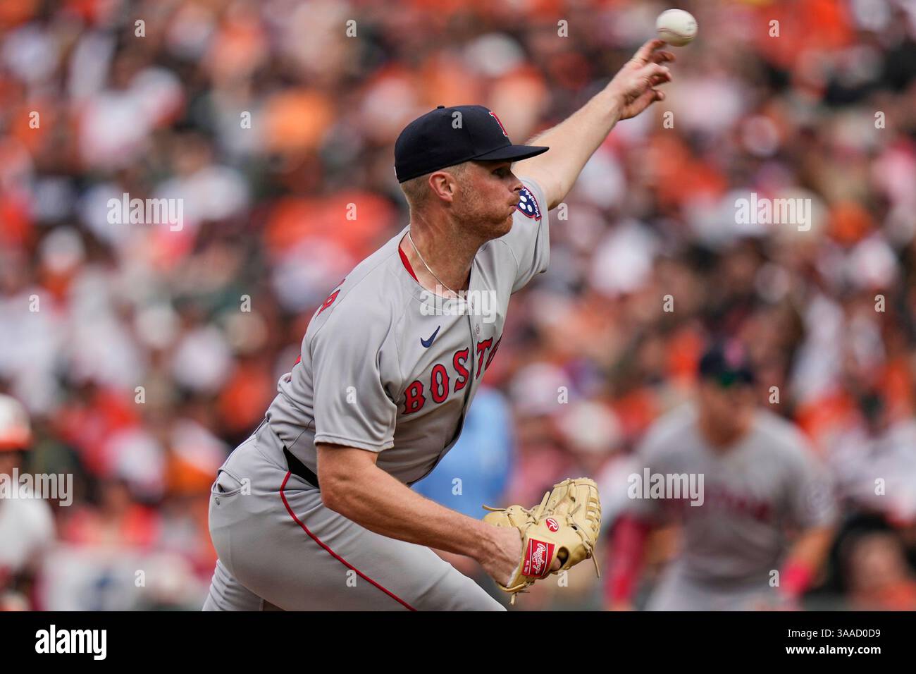 Boston Red Sox starting pitcher Sean Newcomb delivers during the fourth ...