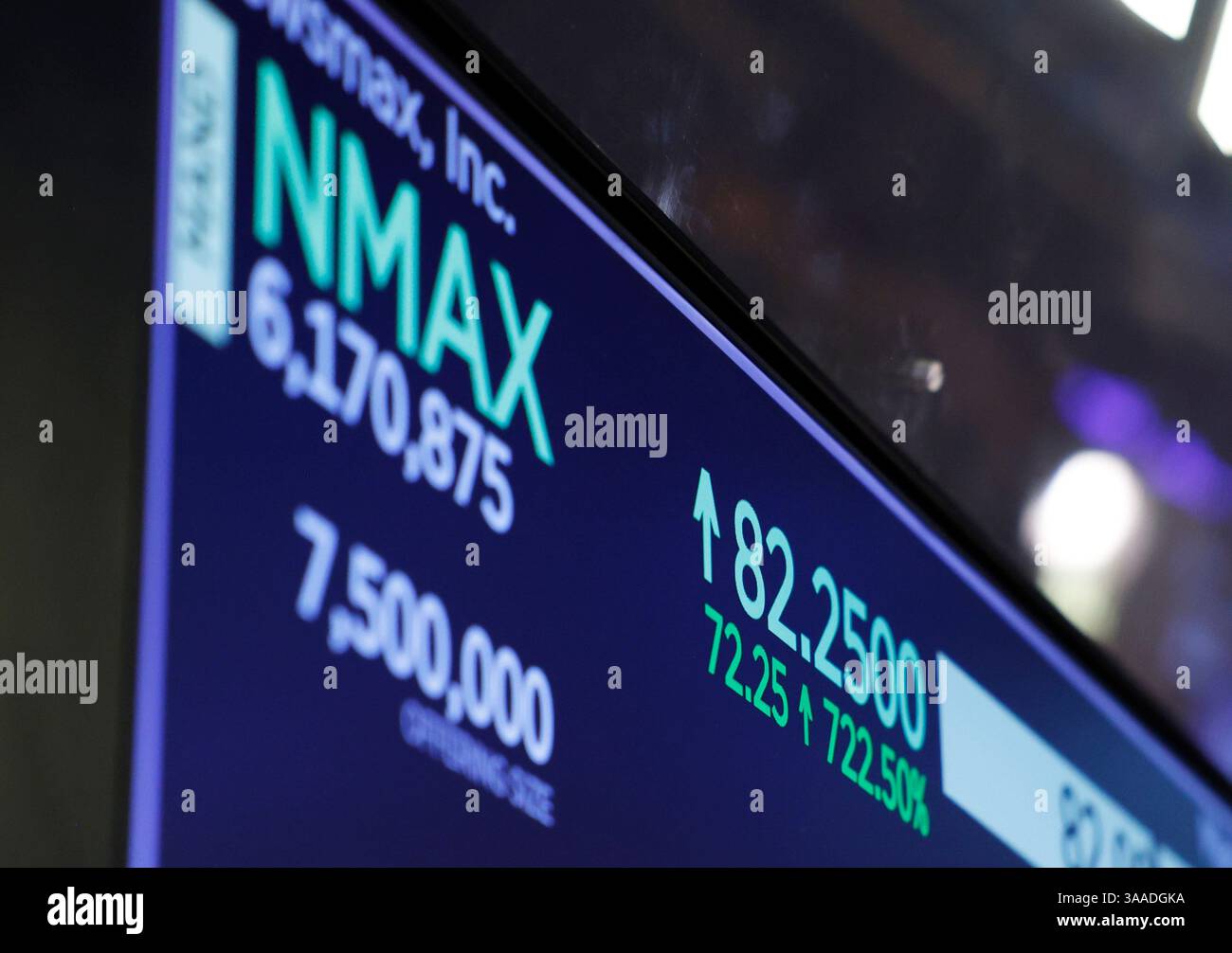 New York, United States. 31st Mar, 2025. (NMAX), the symbol for Newsmax ...