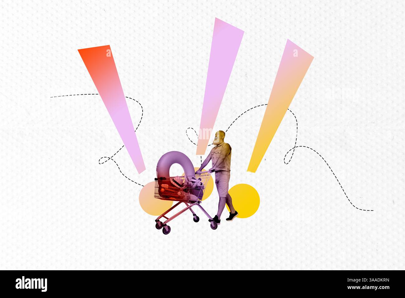 3D collage trend artwork composite poster of aged man walk hold ...