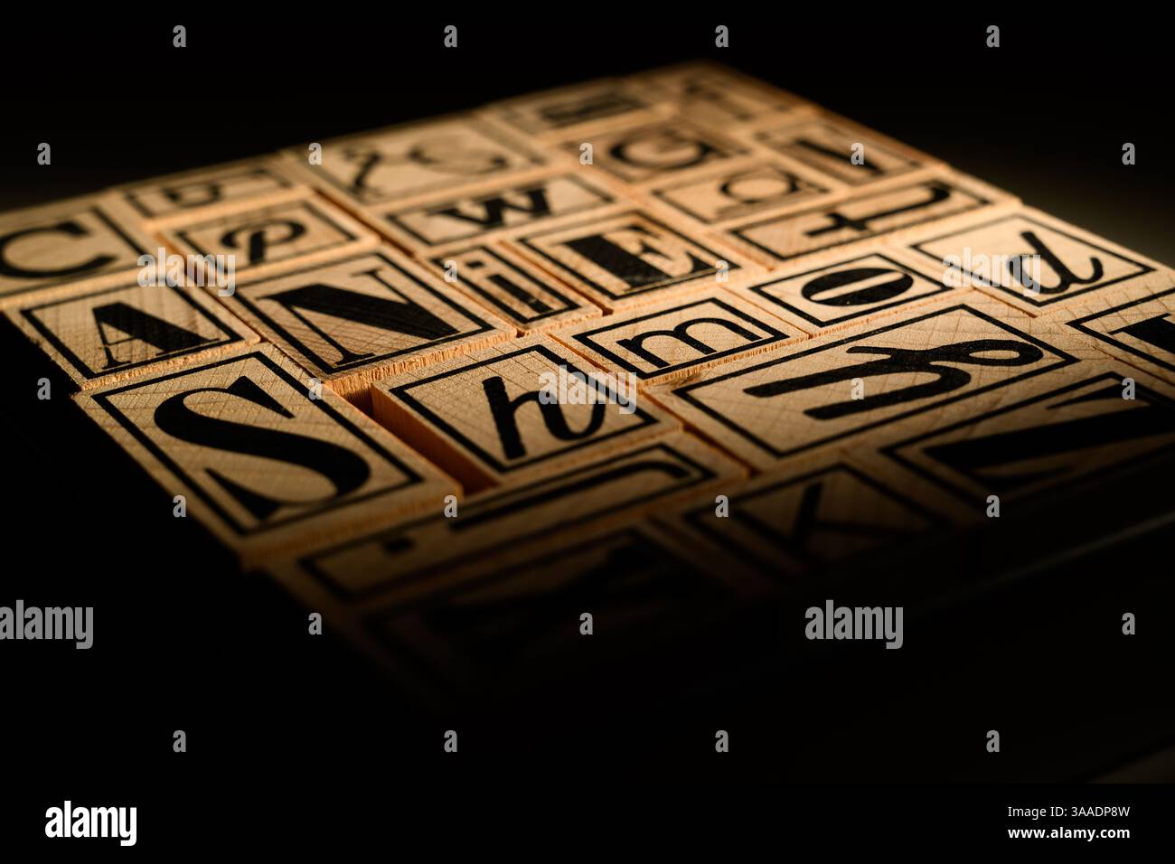 Wooden letter blocks for printing or stamps Stock Photo - Alamy