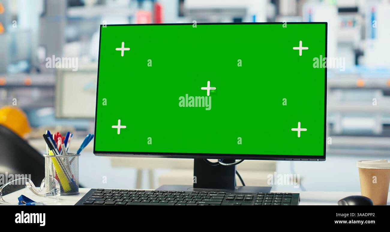 Isolated screen PC display used to adjust photovoltaics factory system ...