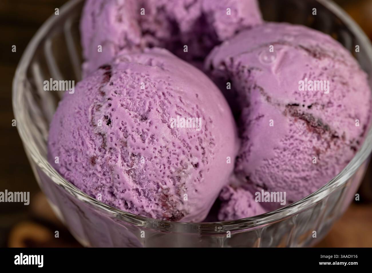 sweet and cold purple ice cream with blueberry flavor, blueberry ice ...