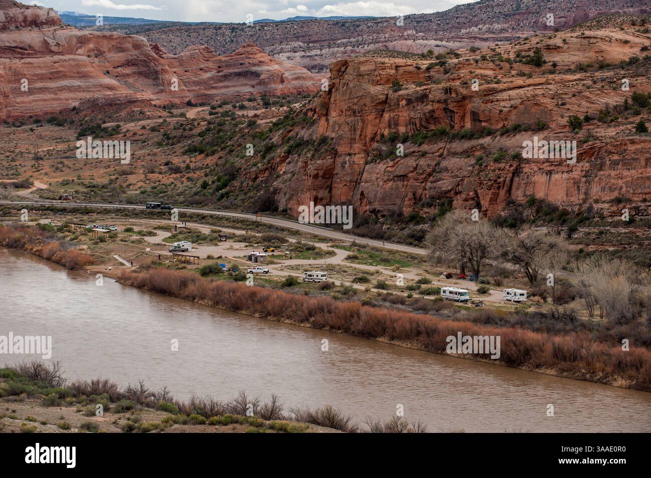 The Dewey Bridge campground on the Colorado River near Moab, Utah Stock Photo - Alamy