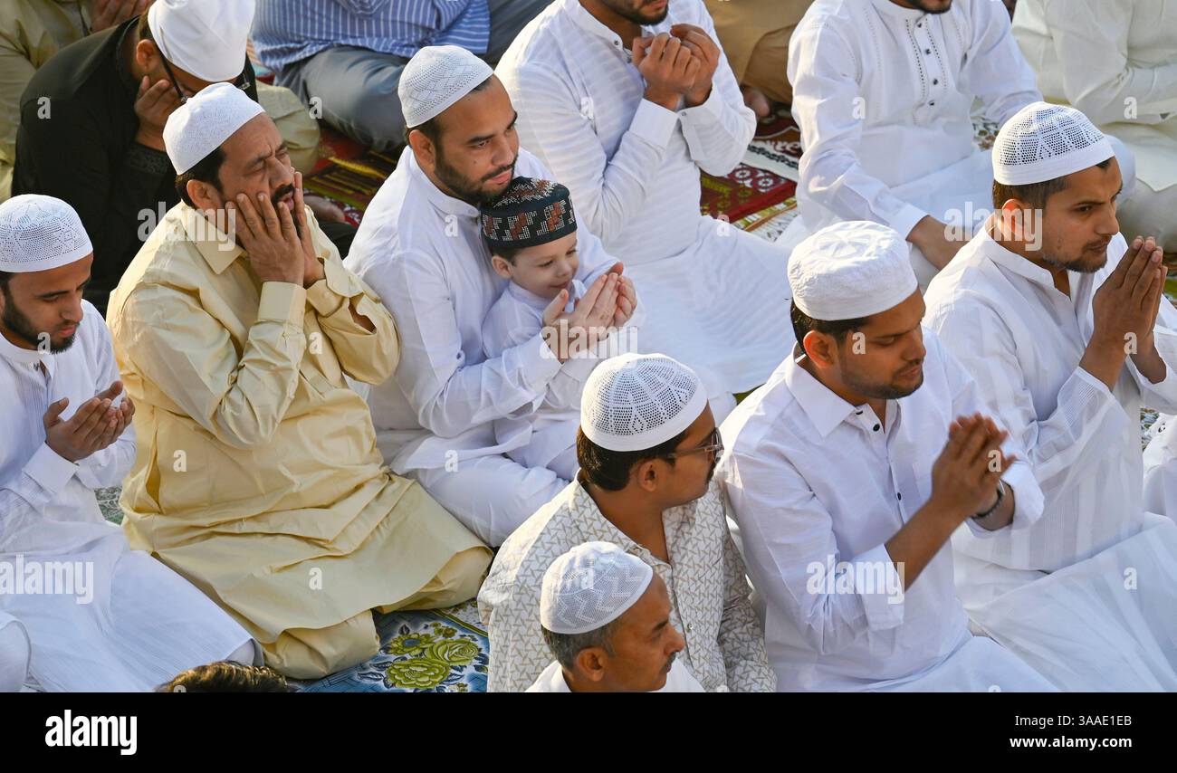 NEW DELHI, INDIA - MARCH 31: People offer 'namaz' on the occasion of ...