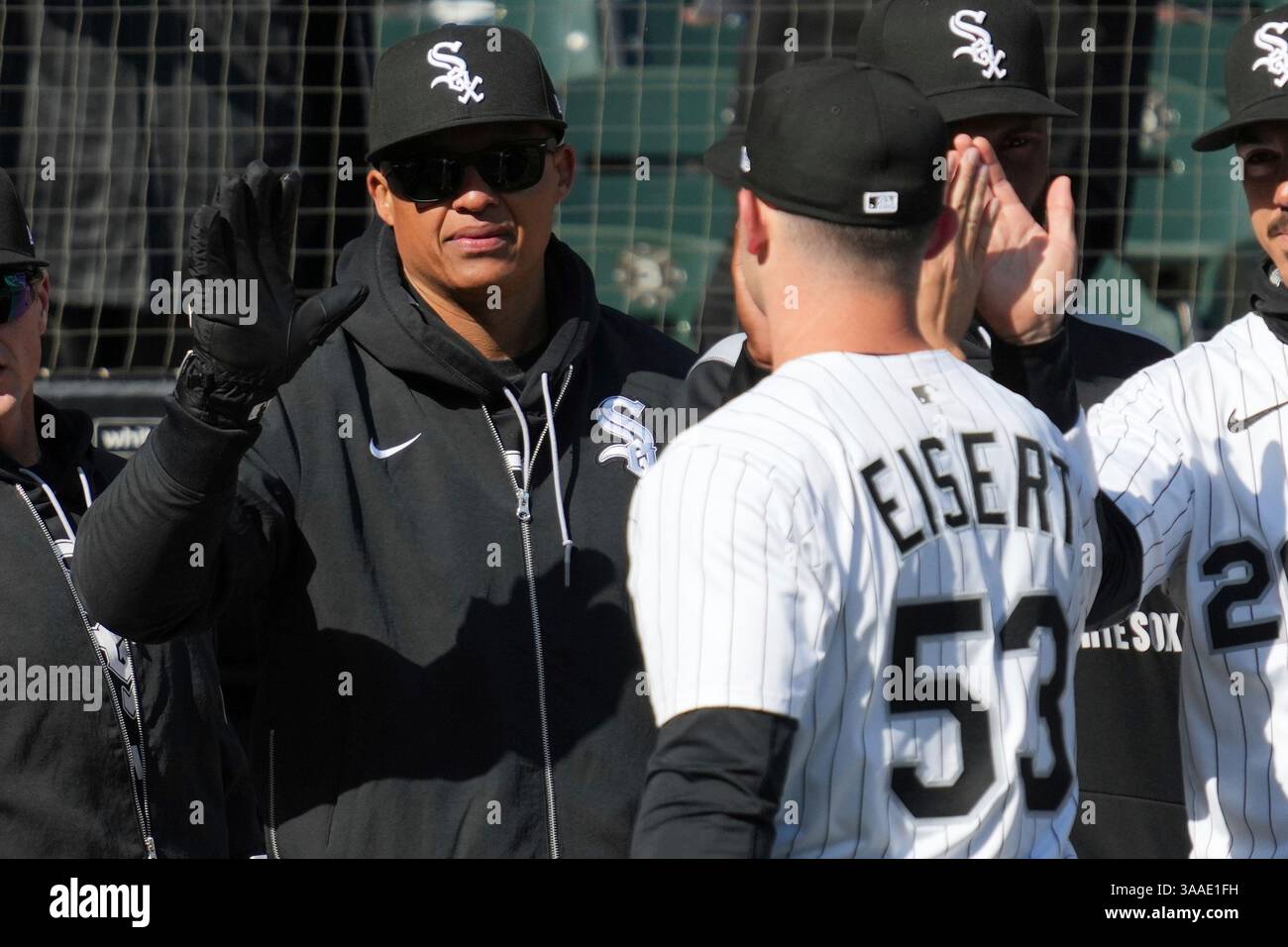 Chicago White Sox manager Will Venable, left, celebrates with relief ...
