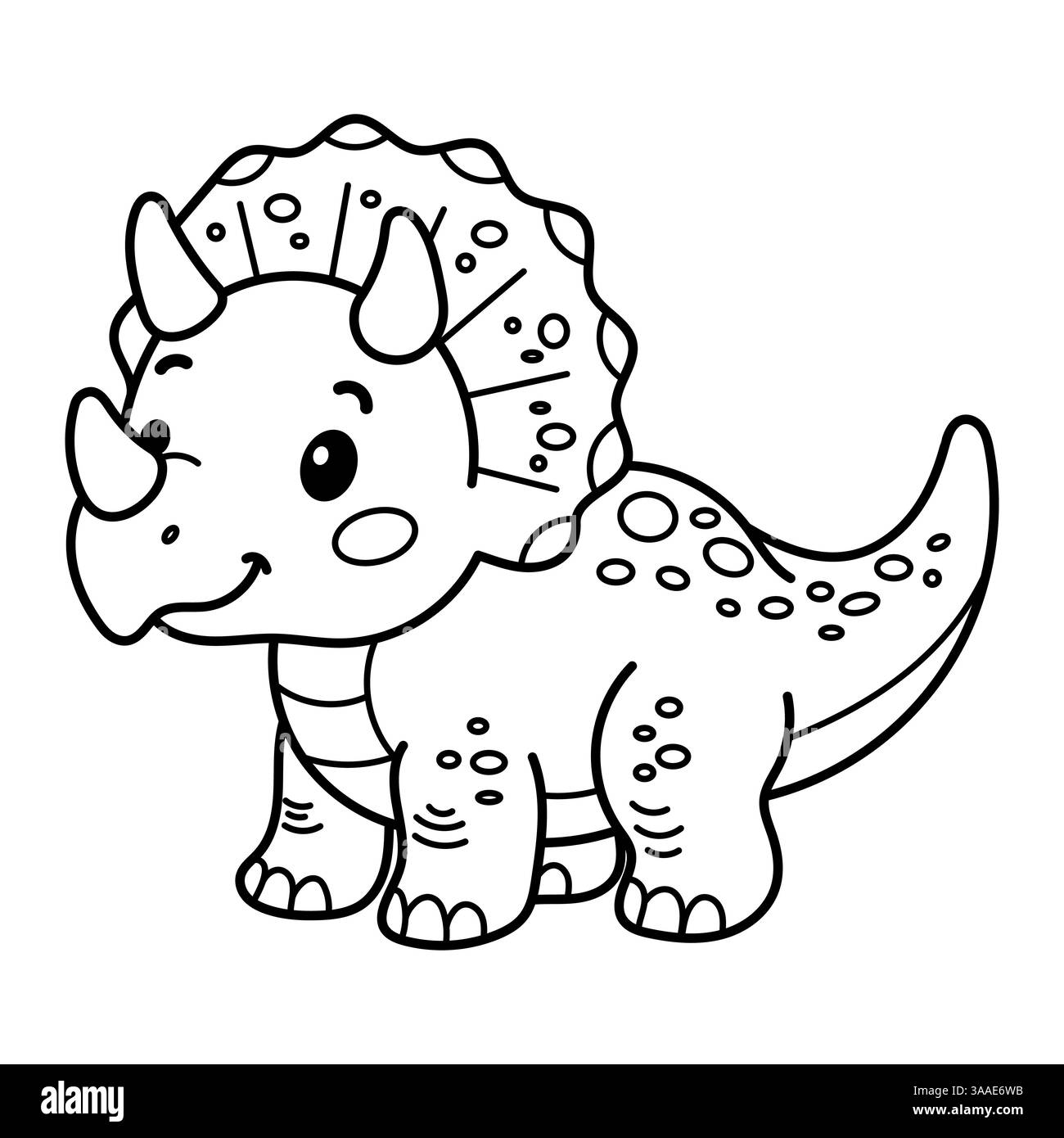Cute triceratops coloring page for kids, ideal for dinosaur-themed ...