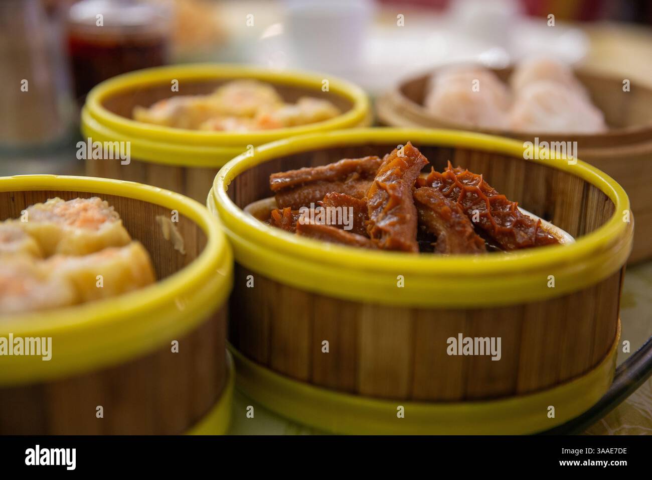 Various Dim Sum in bamboo baskets Stock Photo - Alamy