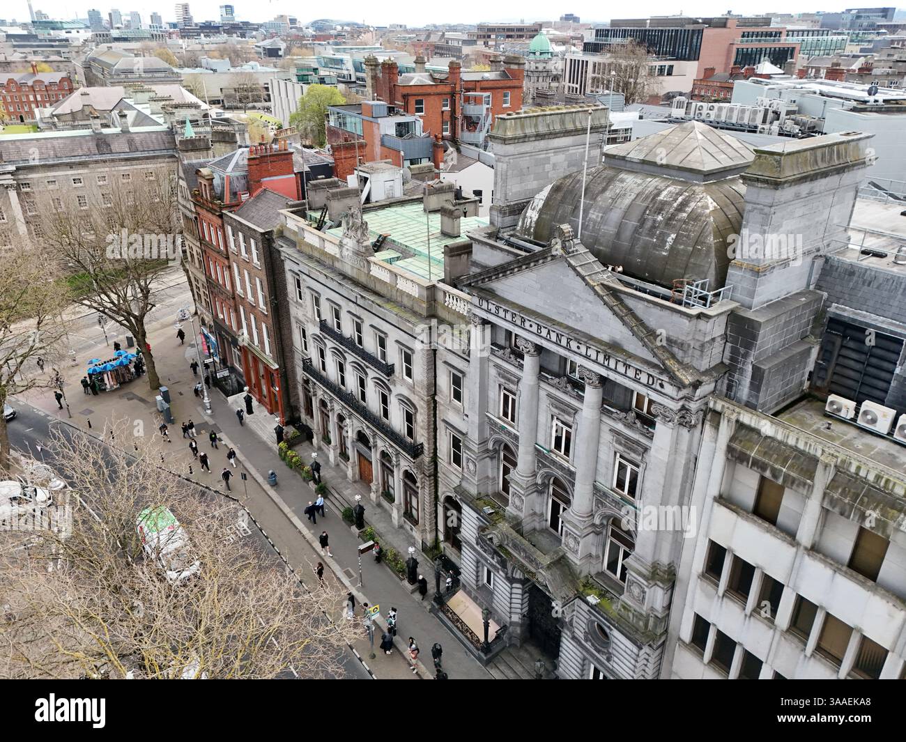 Dublin, Ireland - 26th March 2025 - Aerial image of the old Ulster Bank ...