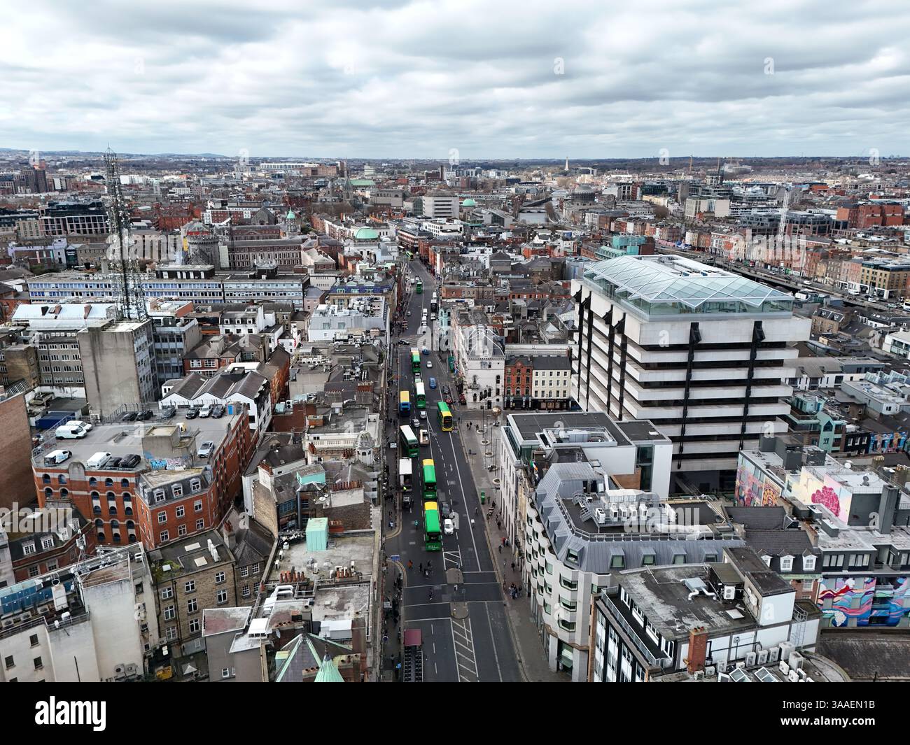 Dublin, Ireland - 26th March 2025 - Aerial image of Dame Street with ...