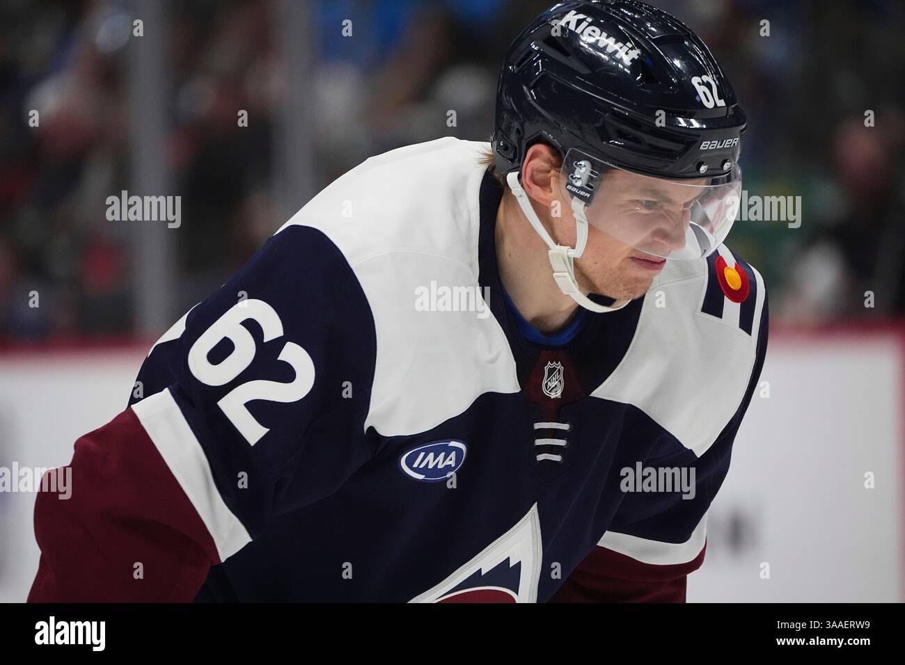 Colorado Avalanche left wing Artturi Lehkonen (62) in the first period ...