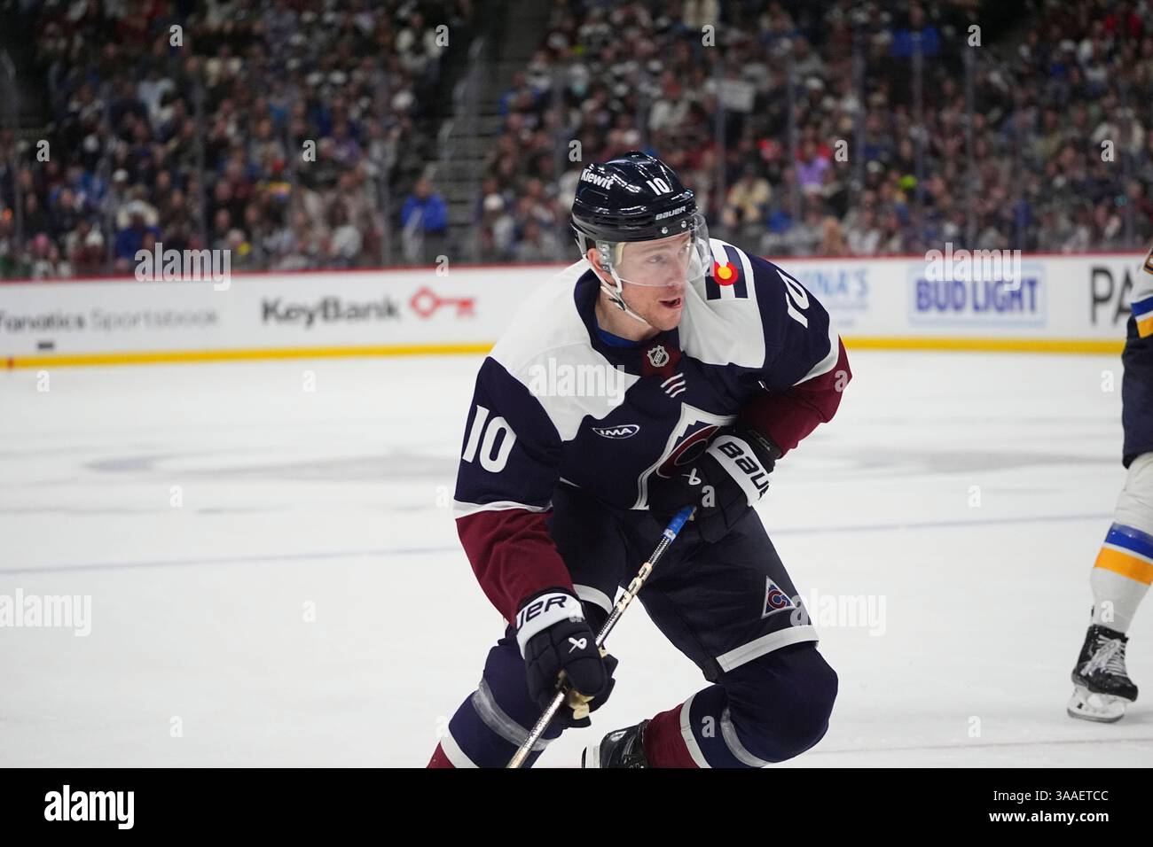 Colorado Avalanche center Charlie Coyle (10) in the third period of an ...