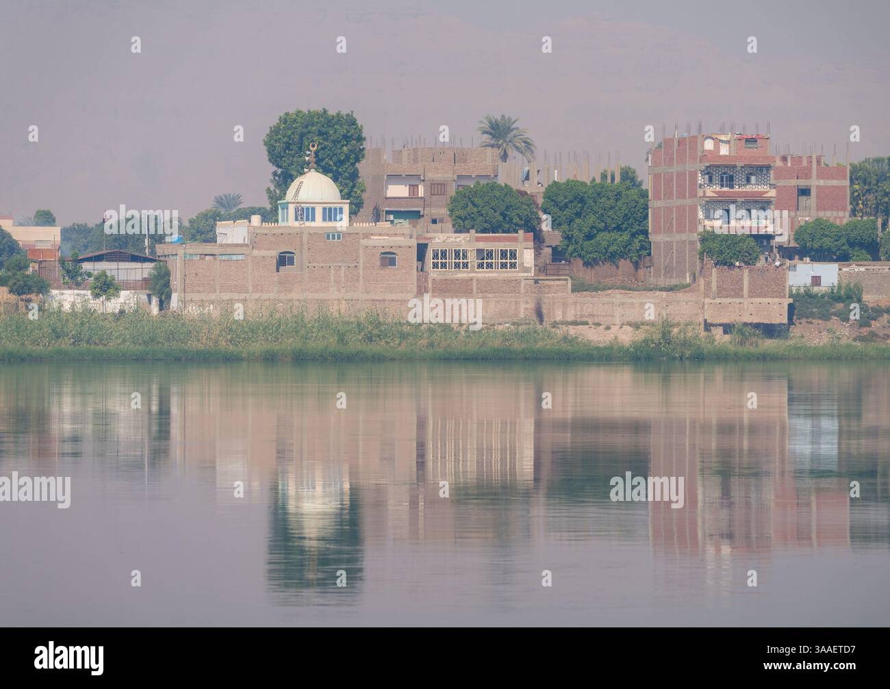 Small city of AZ Zawayah in Qena Governate of Egypt by side of Nile ...