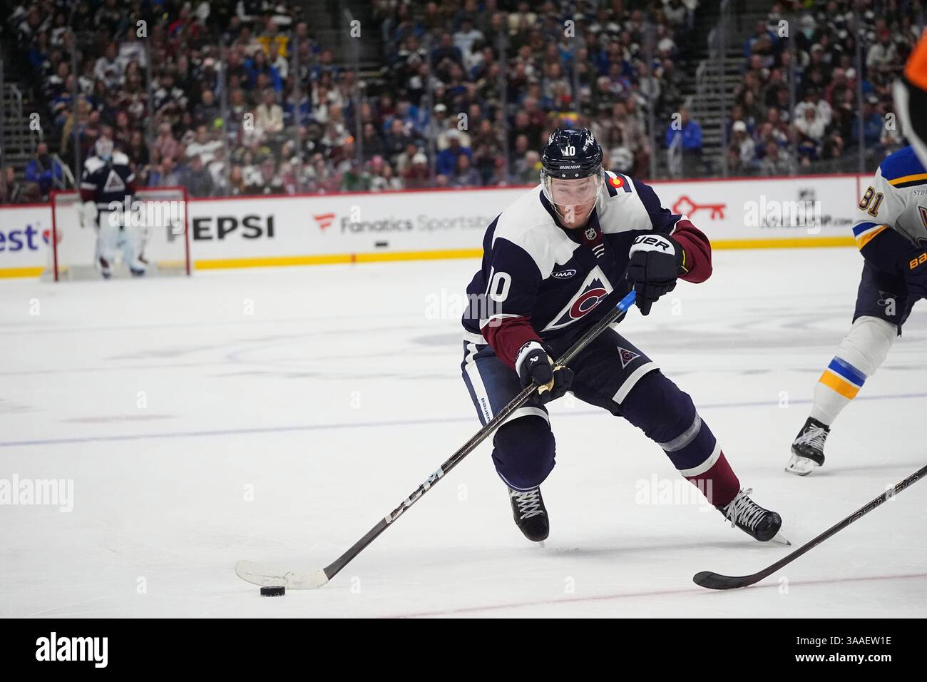 Colorado Avalanche center Charlie Coyle (10) in the third period of an ...
