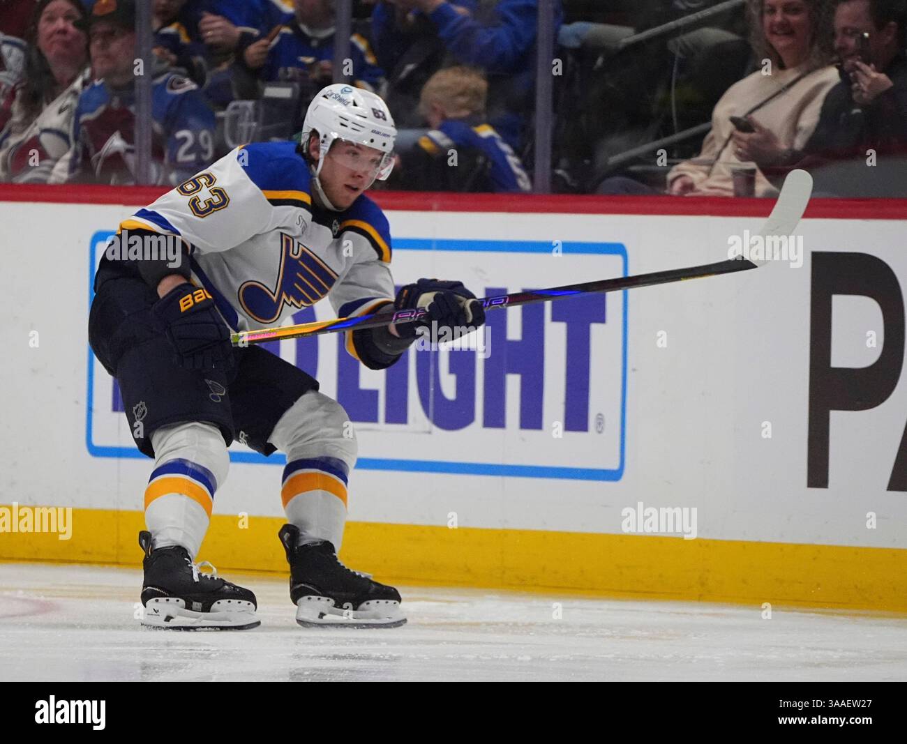 St. Louis Blues left wing Jake Neighbours (63) in the third period of ...
