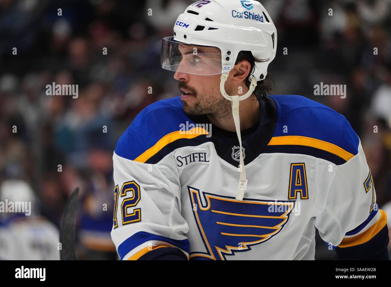 St. Louis Blues defenseman Justin Faulk (72) in the third period of an ...