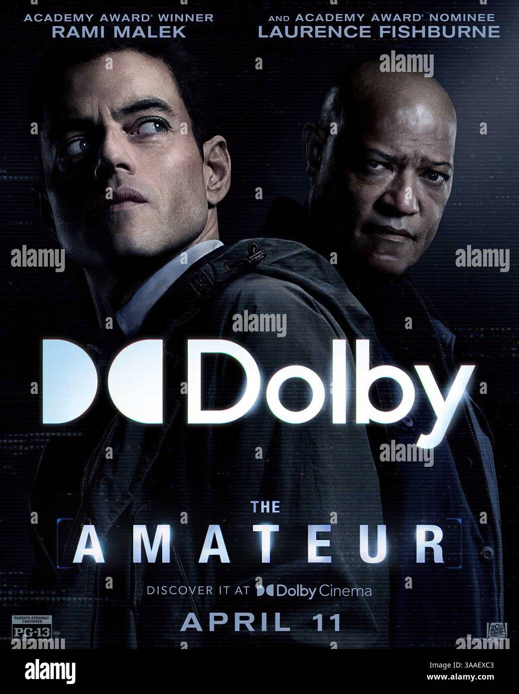 THE AMATEUR, US Dolby Cinema poster, from left: Rami Malek, Laurence Fishburne, 2025. © 20th ...
