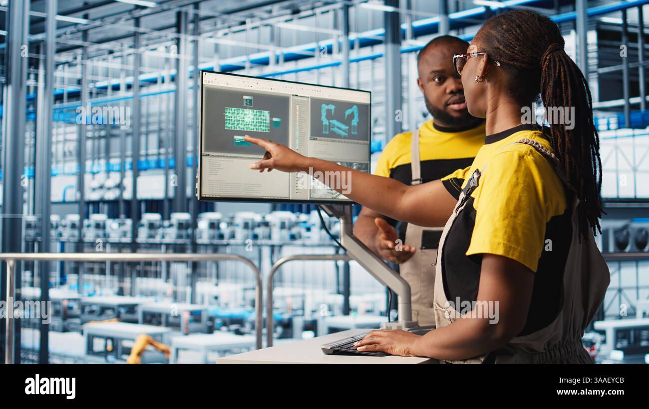 System Administrators In Smart Factory Collecting And Analyzing Data Coworkers Doing