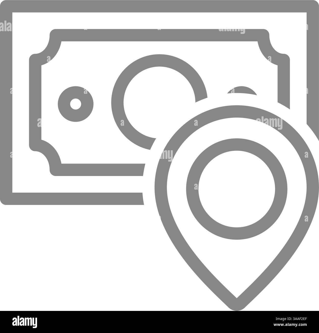 Money bill with location pin line icon. Finance tracking symbol. Vector ...