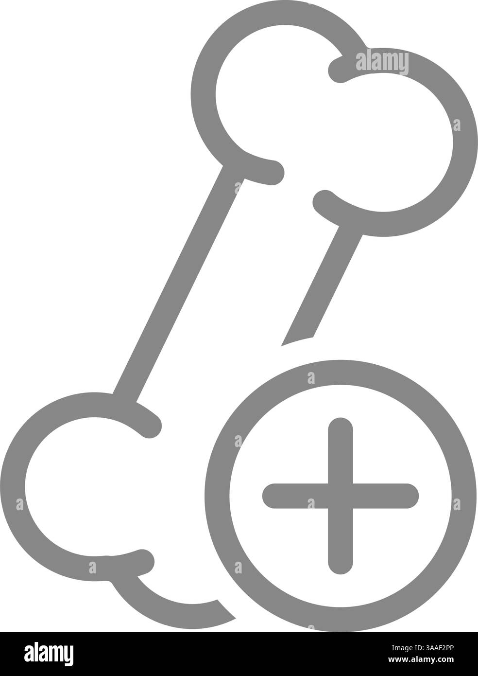 Human bone with plus line icon. Healthy organ symbol. Vector ...