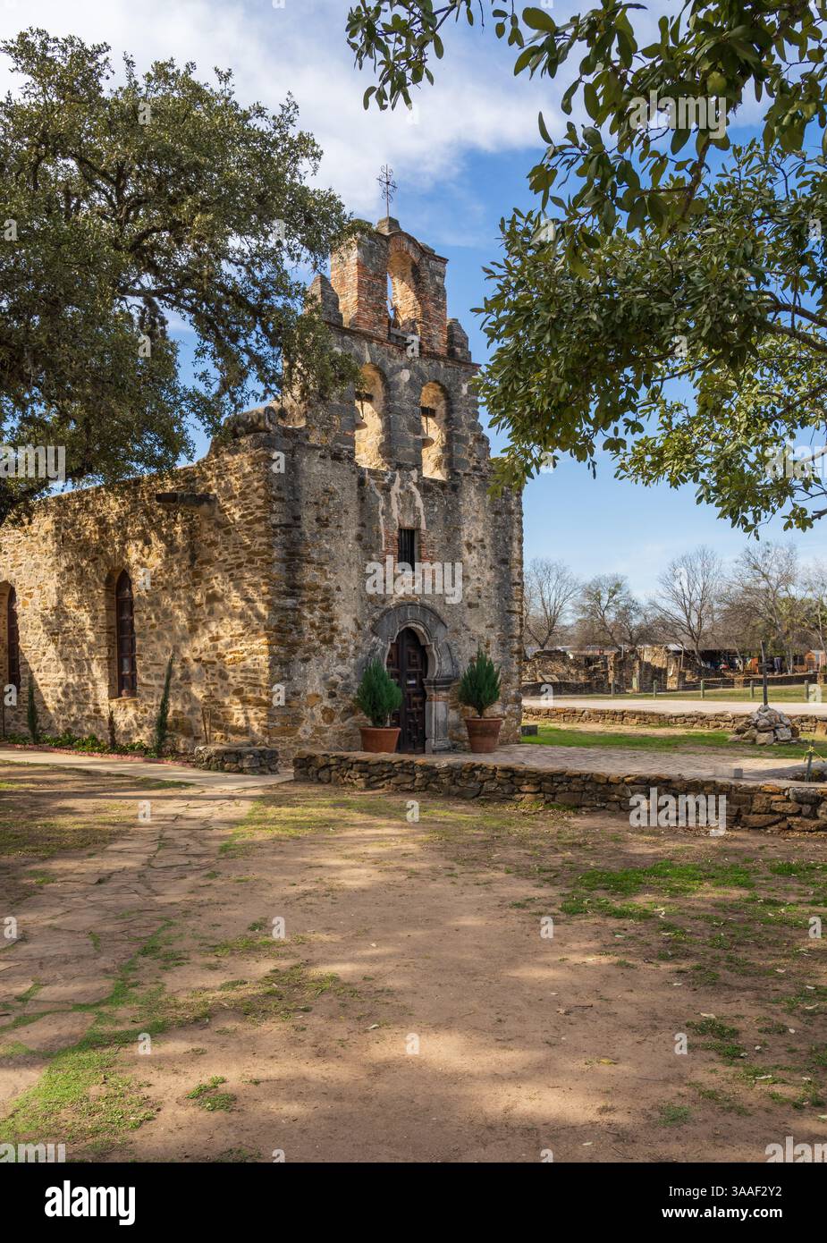 Espada mission church is a historic landmark near San Antonio, Texas ...