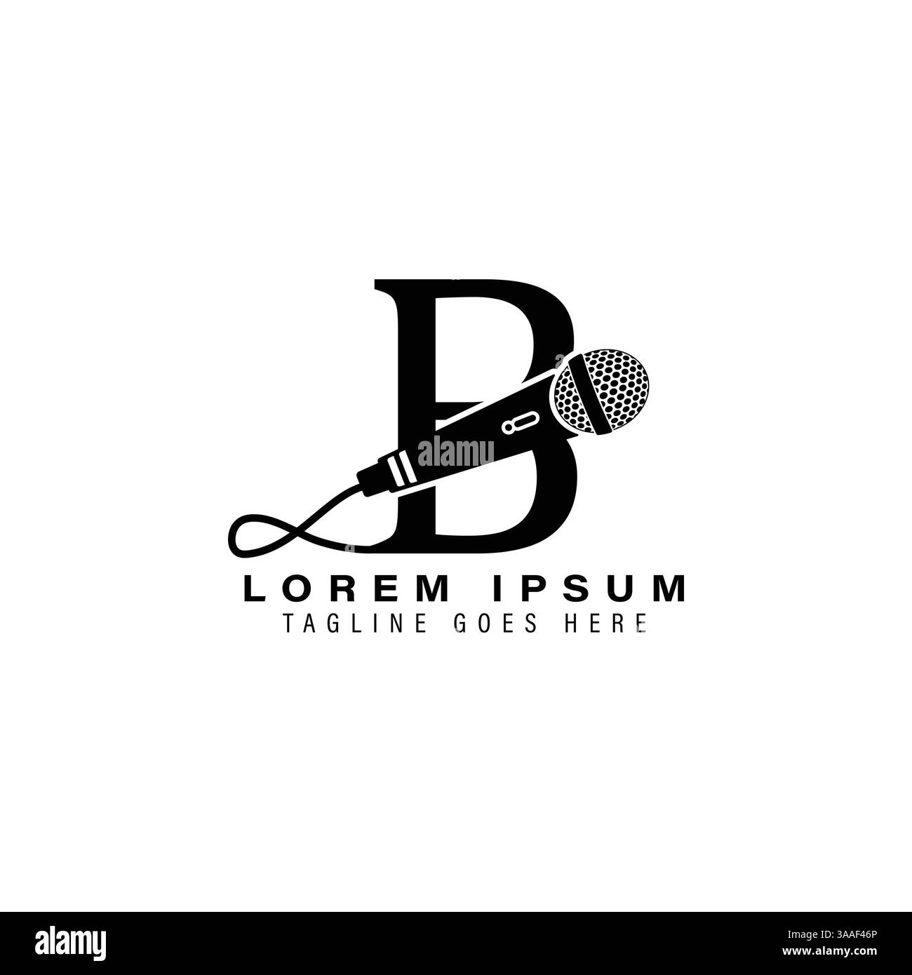 Letter B with Microphone Logo Design. Alphabet B Mic Vector Icon Stock ...