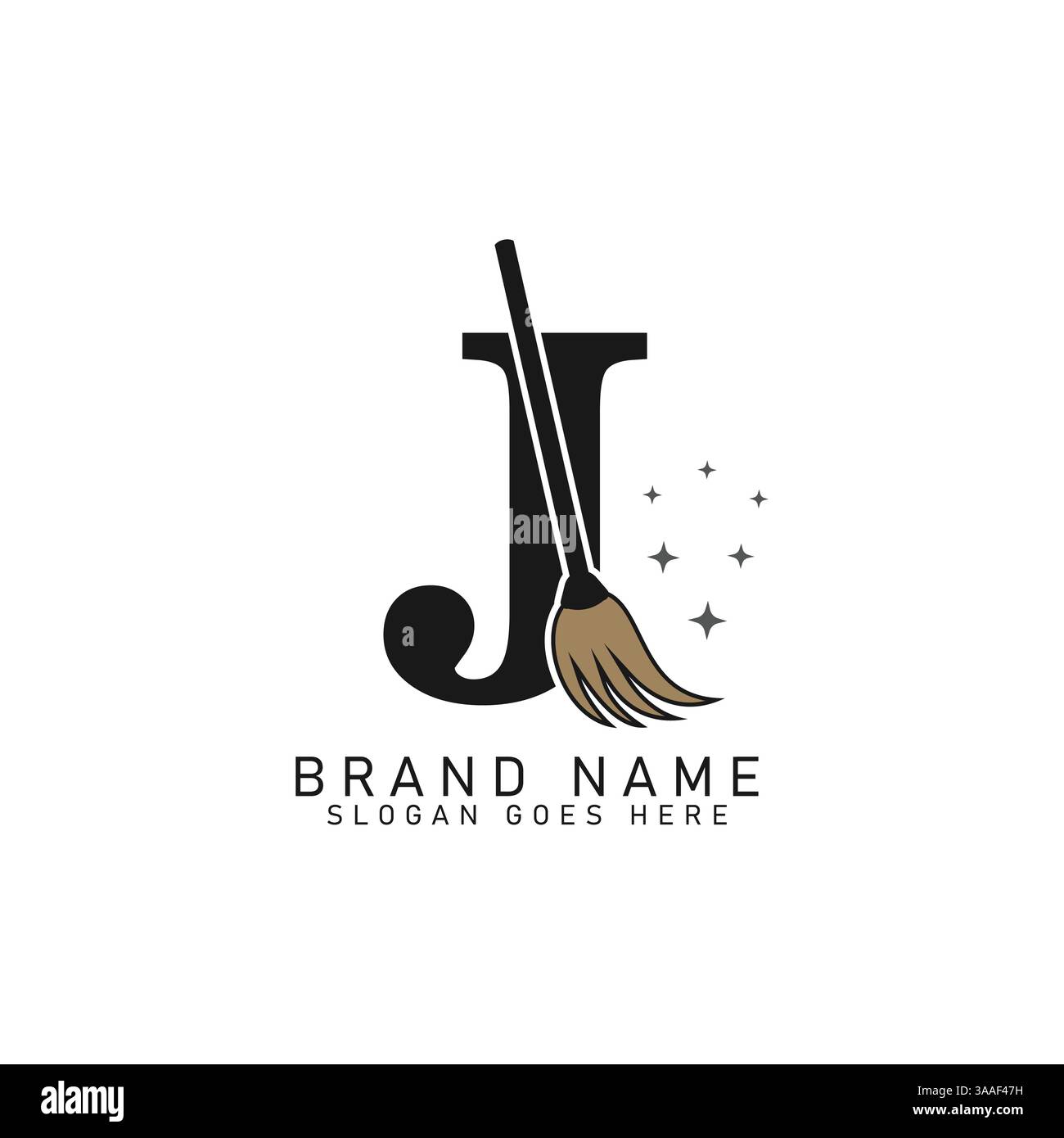 Letter J House Cleaning Broom Logo. Alphabet J Cleaning Brush Icon ...