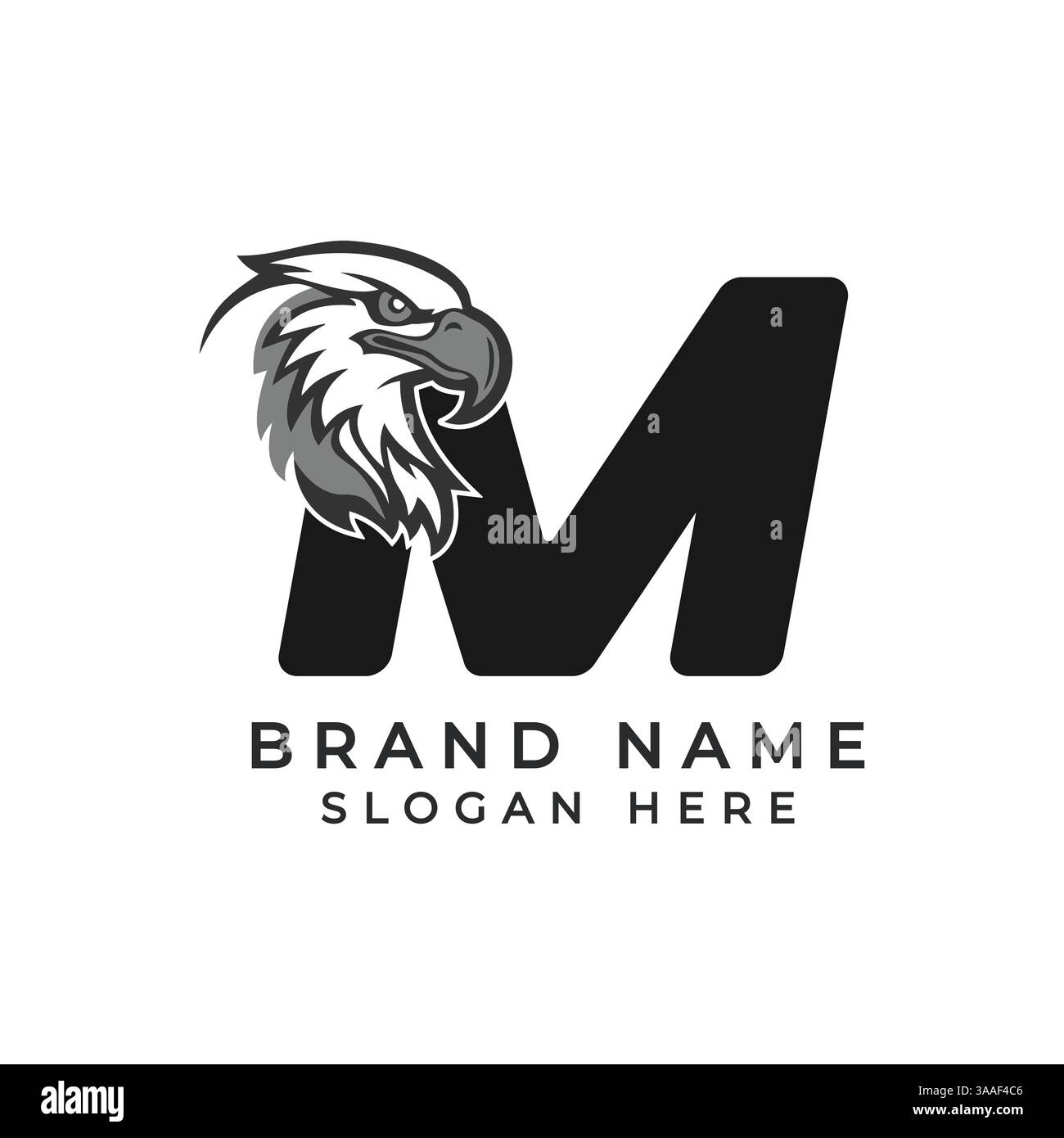 Letter M Logo Concept with Eagle face. Alphabet M Falcon Icon Stock ...