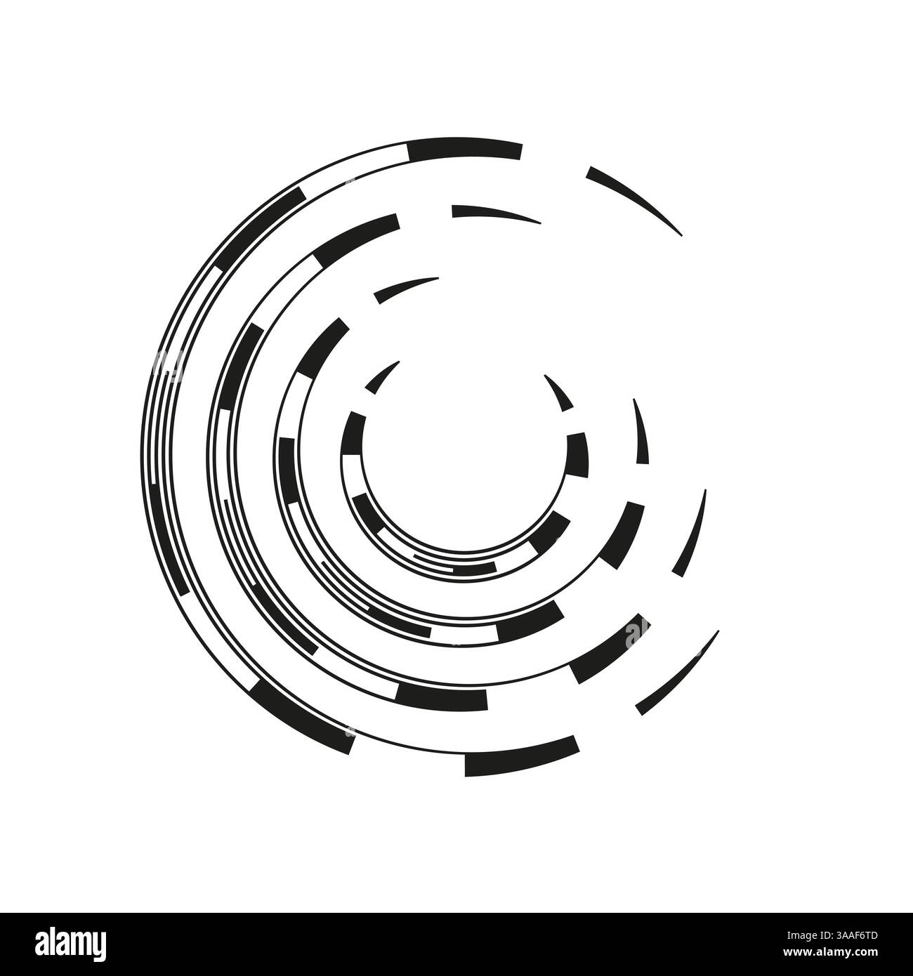 Circular pattern illustration. Wavy line design. Black white contrast ...
