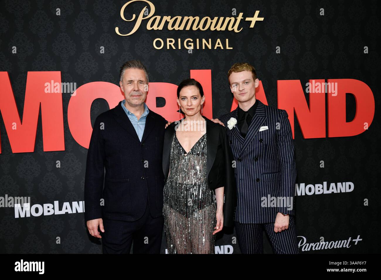 Paddy Considine, from left, Lara Pulver, and Anson Boon attend the ...
