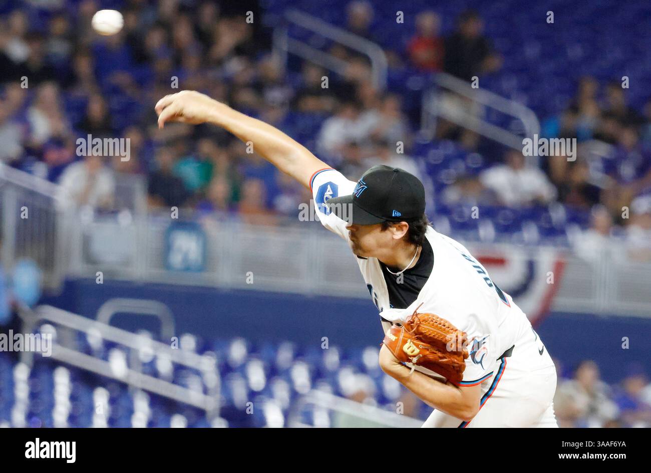 Miami Marlins pitcher Cal Quantrill throws during the first inning of a ...