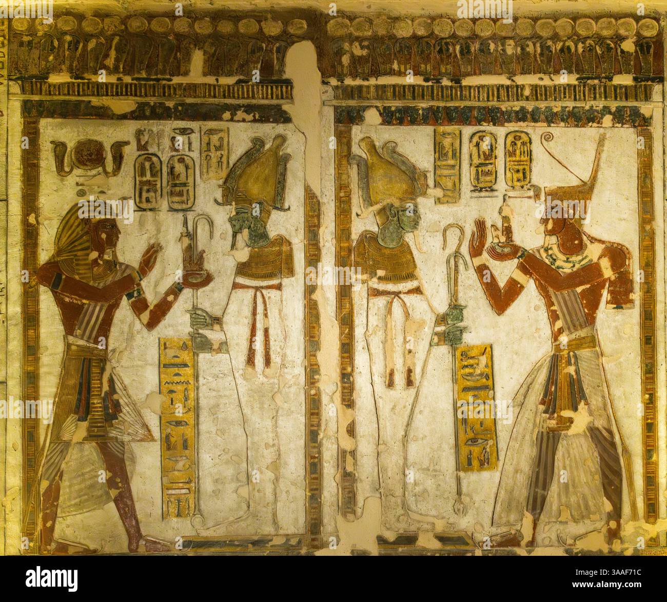 Ornate wall painting on the walls of tomb KV 11 of Pharaoh Ramesses III ...