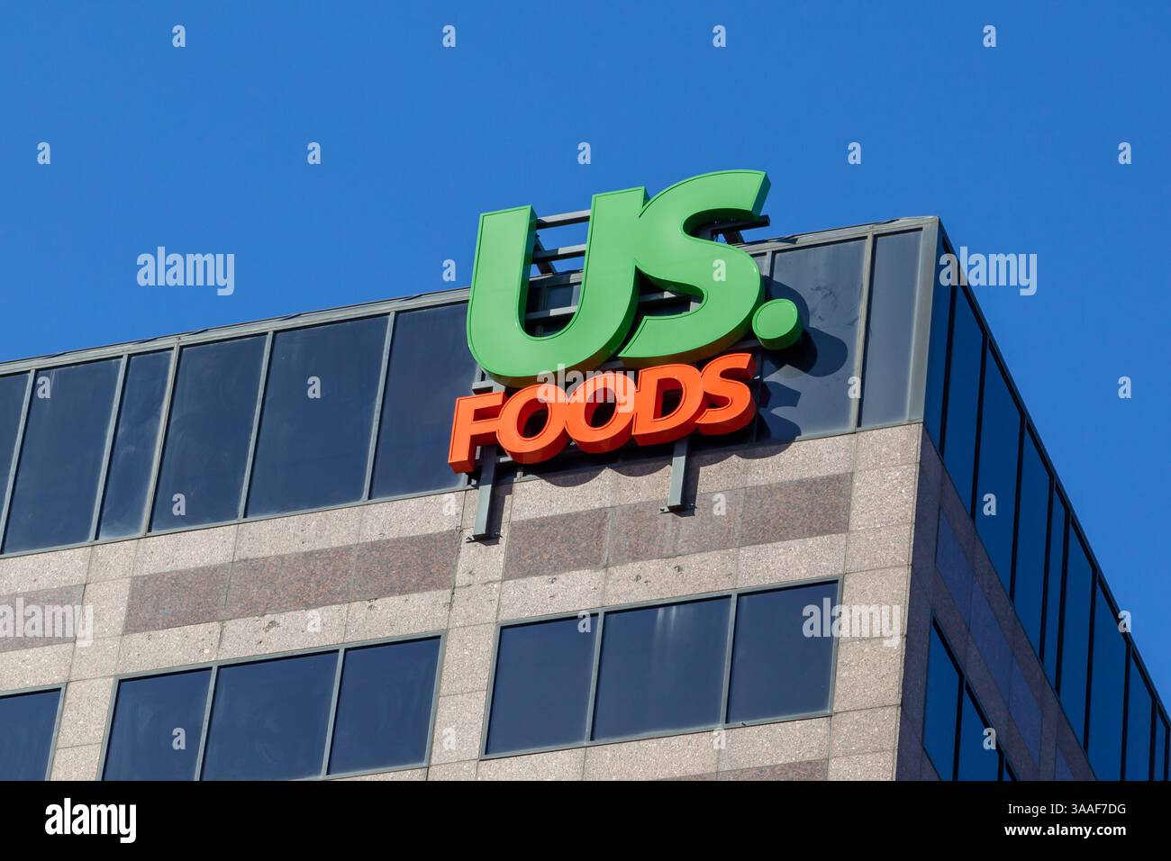 Rosemont, Illinois, USA - March 27, 2022: US. Foods signage logo on the ...