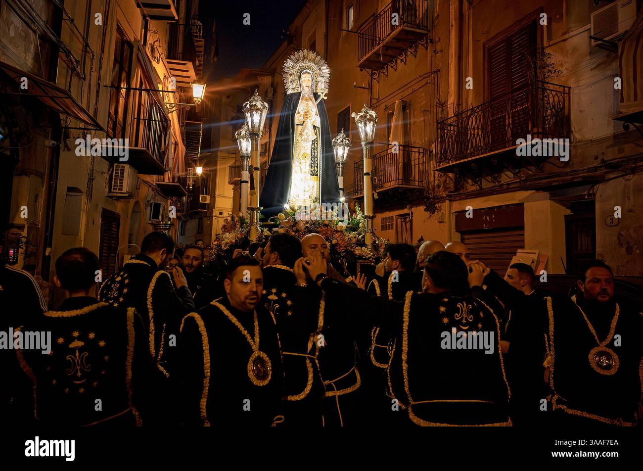 Via Matris Dolorosae for Holy Week PALERMO, ITALY - MARCH 31: Via ...