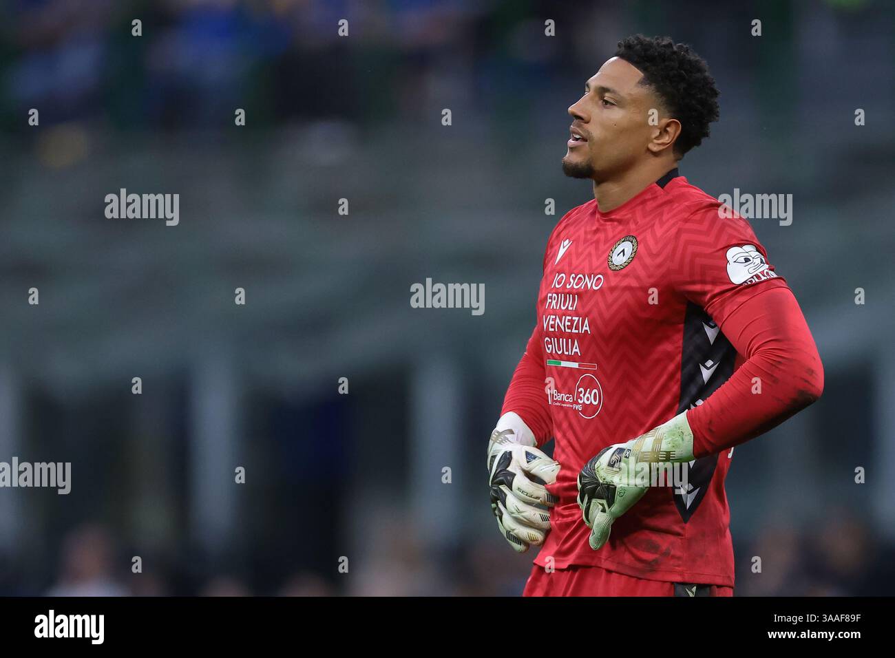 Milan, Italy. 30th Mar, 2025. Emil Okoye of Udinese Calcio reacts ...
