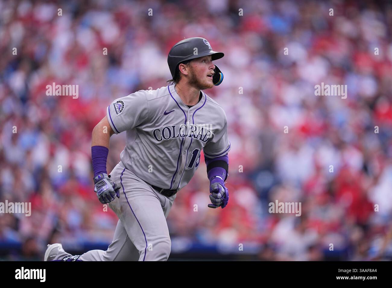 Colorado Rockies' Hunter Goodman in action during a baseball game ...