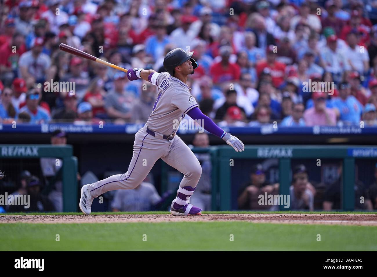 Colorado Rockies' Ezequiel Tovar in action during a baseball game ...
